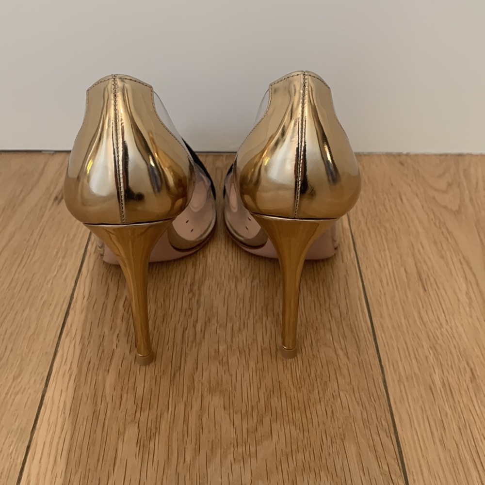 Gianvito Rossi Plexi Gold Black Pumps Size 35 - Gem